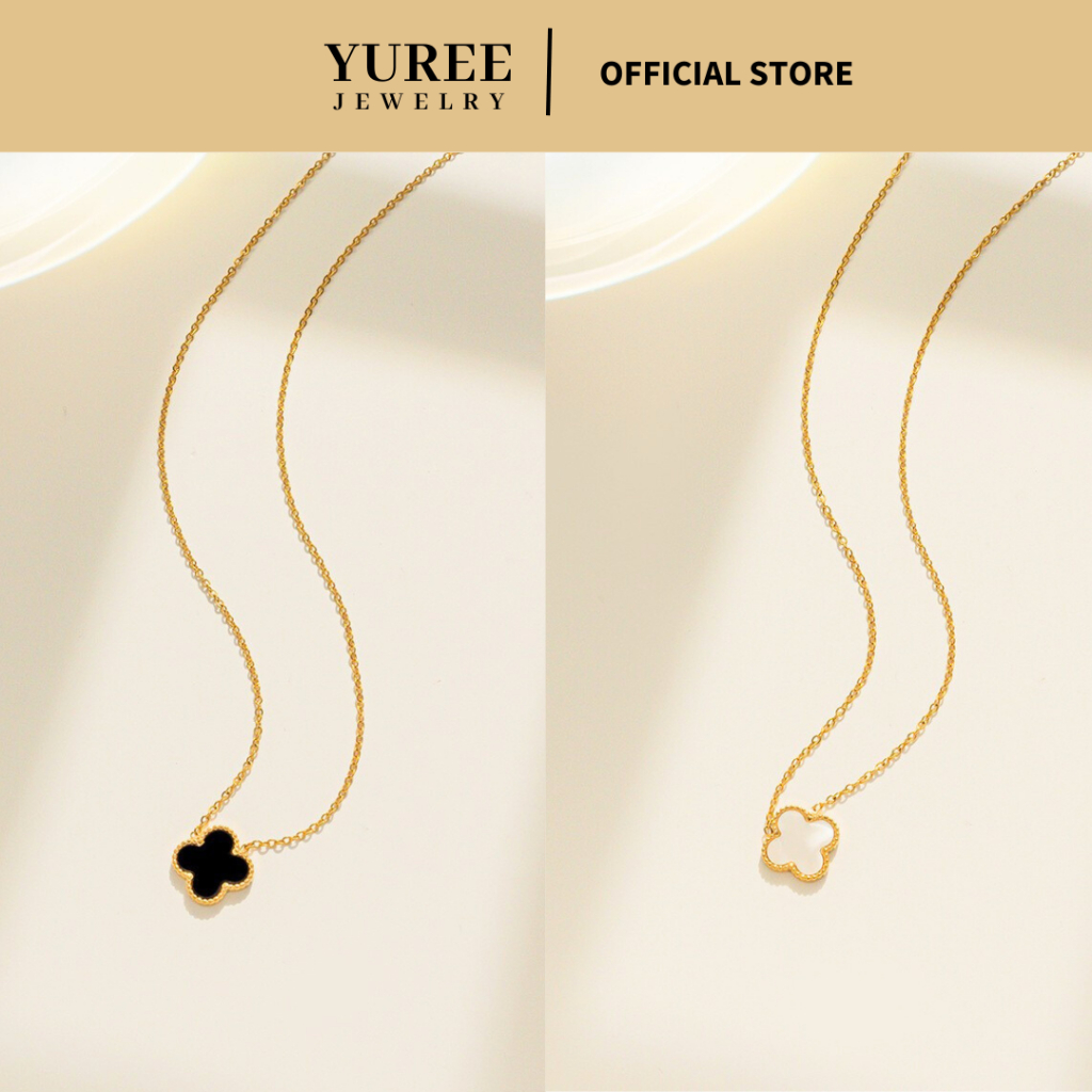 Jual YUREE • Clover Necklace 18K Gold Plated • Perhiasan Kalung Clover ...
