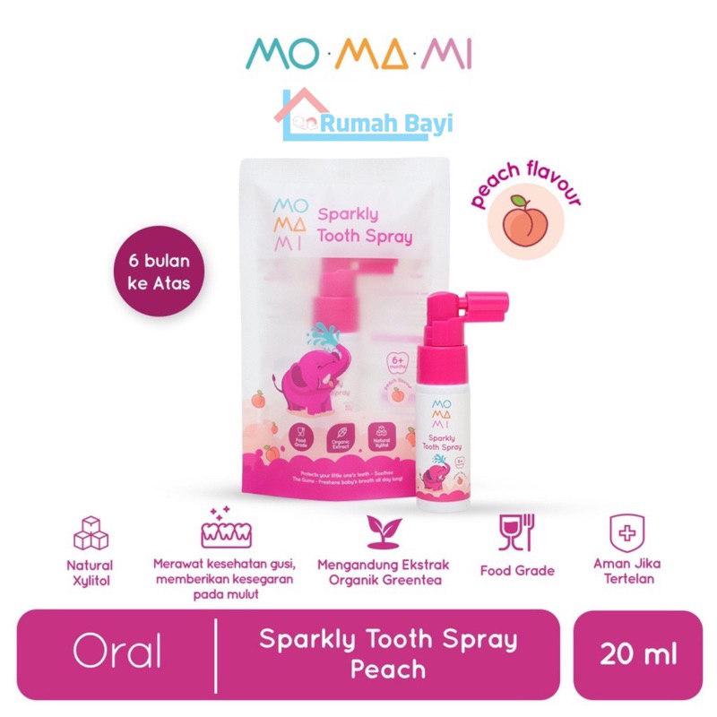 Jual Momami sparkly tooth spray peach 20ml | Shopee Indonesia