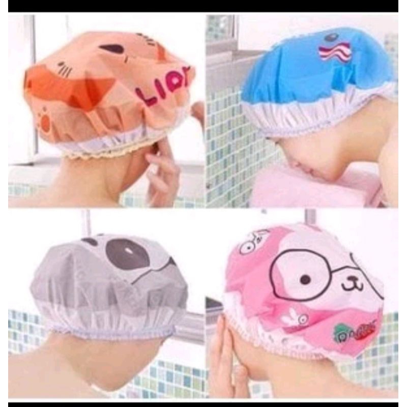 Jual TOPI MANDI KARAKTER WATERPROOF / SHOWER CAP KARAKTER KARTUN / TOPI ...
