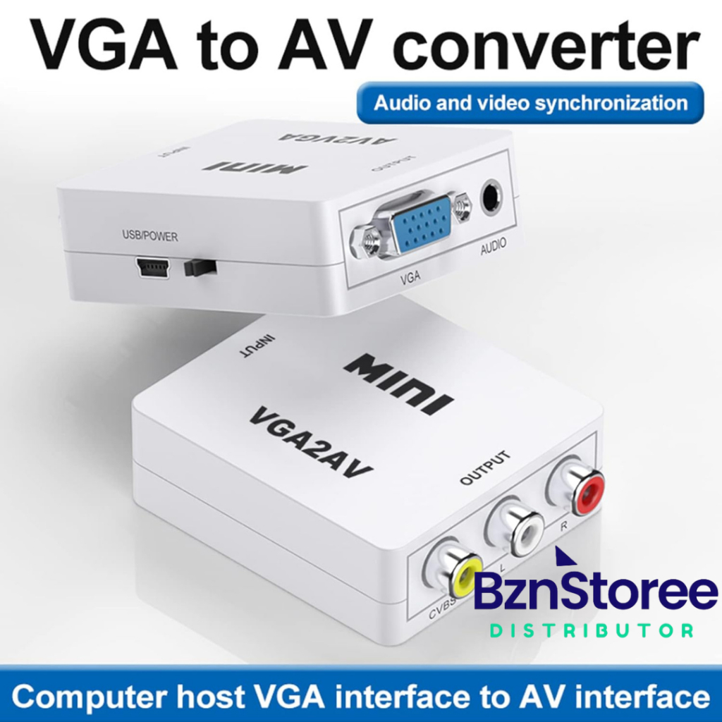 Jual VGA2AV | CONVERTER VGA FEMALE TO AV FEMALE `MINI` + KABEL USB 5 PIN MALE / VGA2AV /VGA to ...