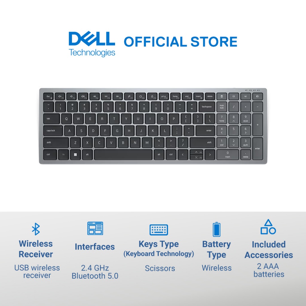 Jual Dell Compact Multi Device Wireless Keyboard Kb740 Shopee Indonesia