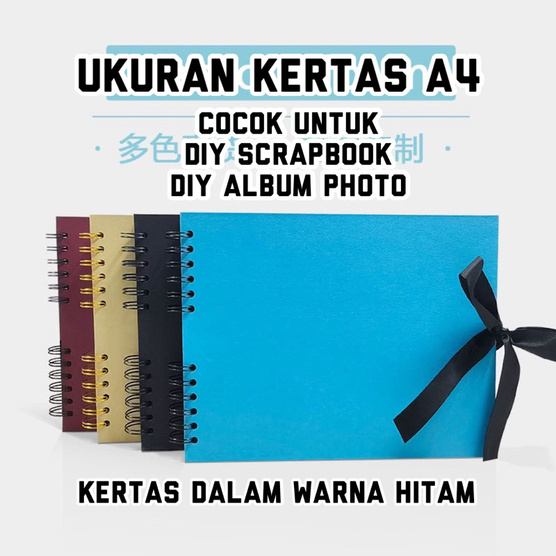 Jual DIY buku scrapbook ring buku polos hitam size A4 | Shopee Indonesia