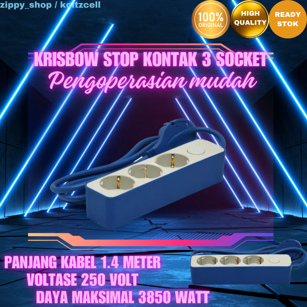 Jual Krisbow Stop Kontak 3 Socket / EXTENSION SOCKET 3 | Shopee Indonesia