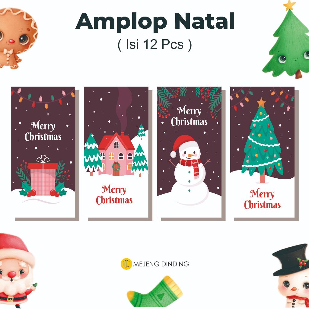 Jual (ISI 12 PCS) Amplop Natal / Amplop Natal Aesthetic / Angpao Natal ...