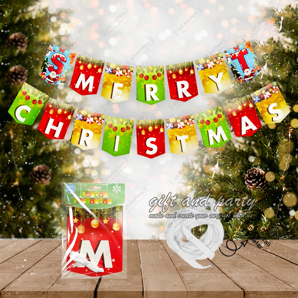 Jual Banner Natal / Banner Merry Christmas / Bunting Flag Xmas | Shopee ...
