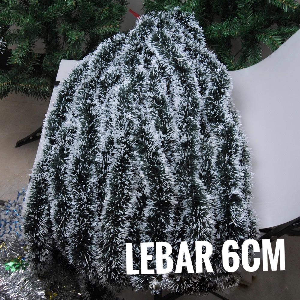 Jual Slinger Natal 2 Meter Hijau Salju Hijau Daun Rumbai Dekorasi Pohon ...