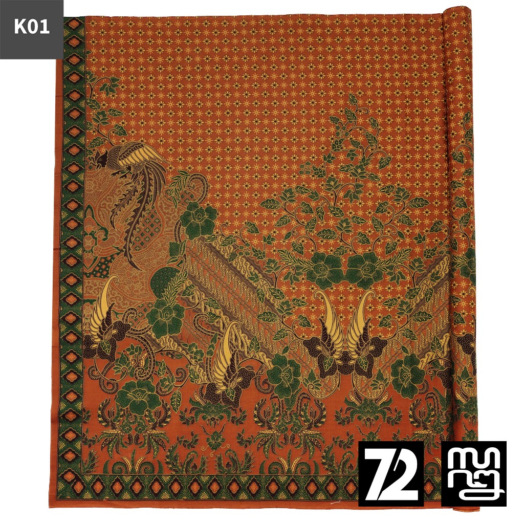 Jual KAIN BATIK PREMIUM Bahan Katun Motif Kembang Warna Orange Terakota ...