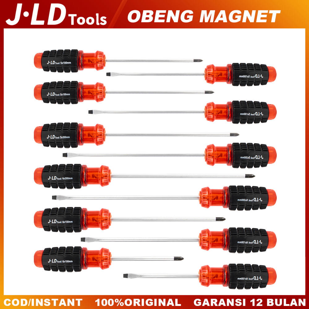 Jual JLD Obeng Plus Gagang Karet Rubber Handle Screwdriver Obeng Magnet ...