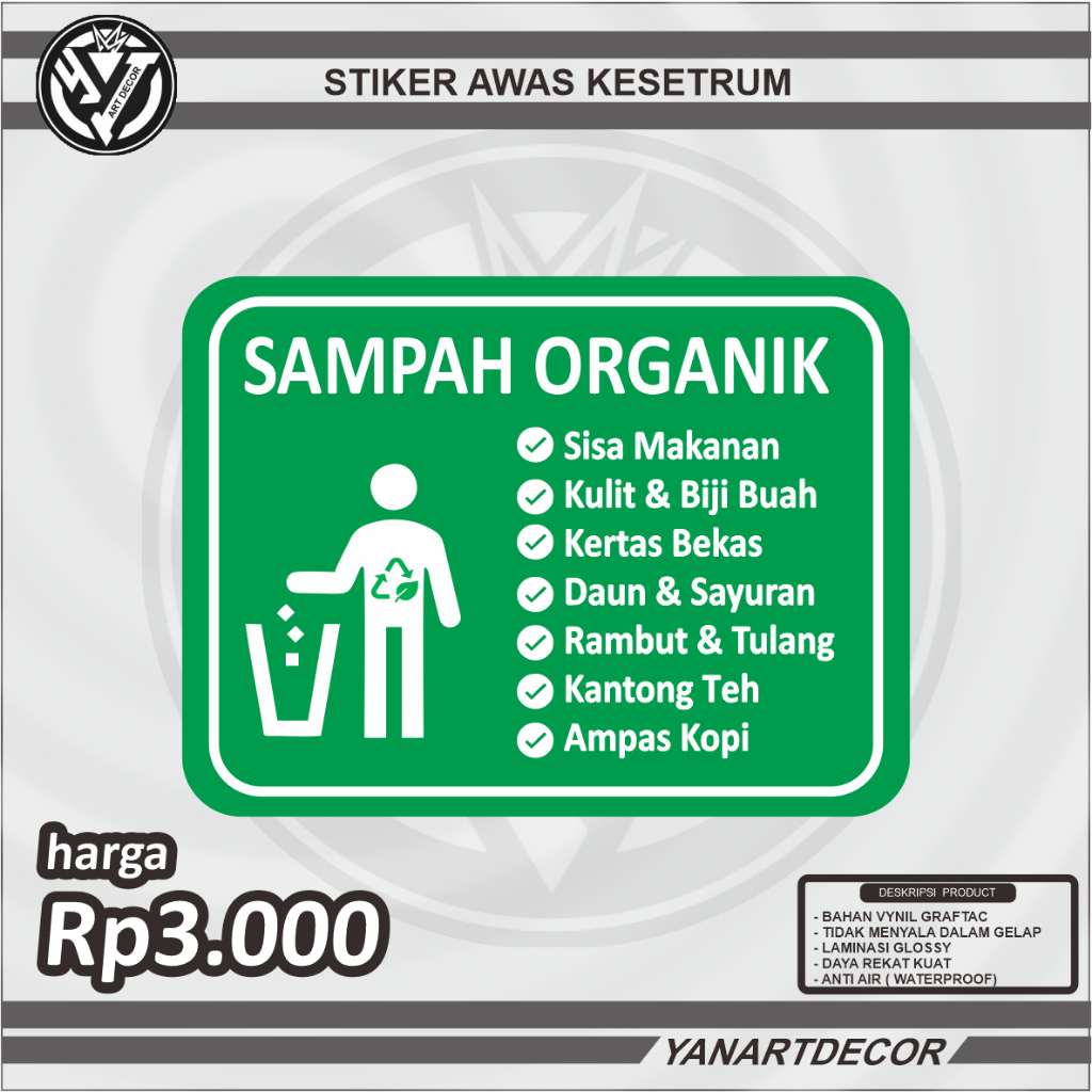 Jual Stiker Label Tempat Sampah, Stiker Sampah Organik, Stiker Sampah ...