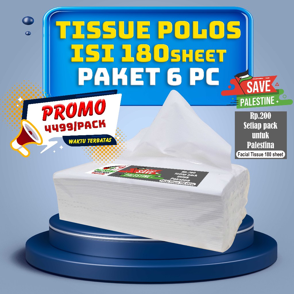 Jual FACIAL TISSUE 2ply 180 sheets [ PAKET 6 TISSUE ] TISSUE POLOS ...