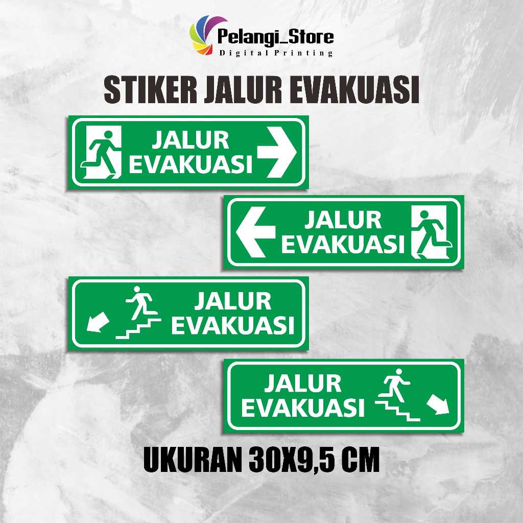 Jual Sticker Sign Stiker Jalur Evakuasi Waterproof Ukuran 30x9.5 cm ...