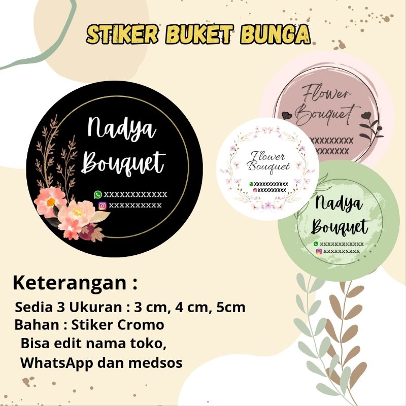 Jual STIKER BULAT CUSTOM / STIKER BUKET BUNGA/ STIKER CREAM | Shopee ...