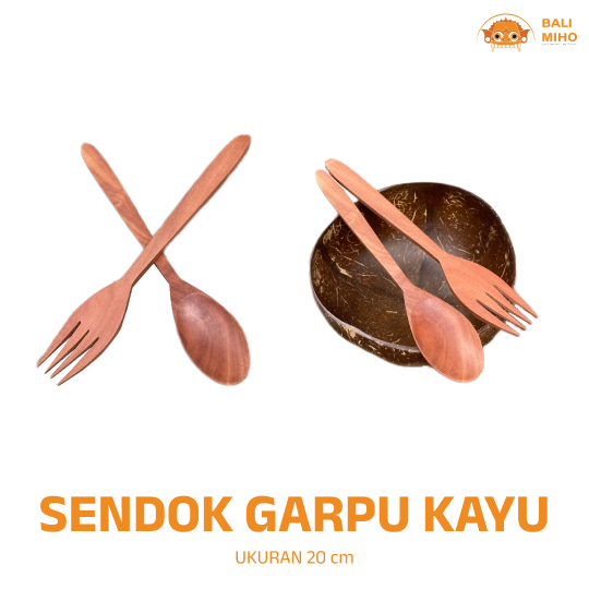 Jual Sendok Garpu Kayu 1 Set Ukuran 20 cm Kerajinan Bali - Alat Makan ...