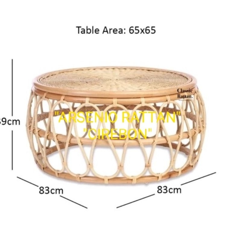Jual Meja Bulat Anyaman Rotan Alam Diameter 83 Cm | Shopee Indonesia
