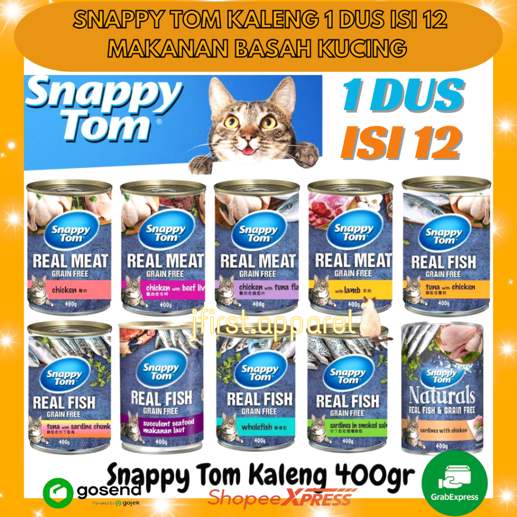 Jual SNAPPY TOM KALENG 400gr 1 DUS ISI 12 | SNAPPY TOM MAKANAN KUCING ...