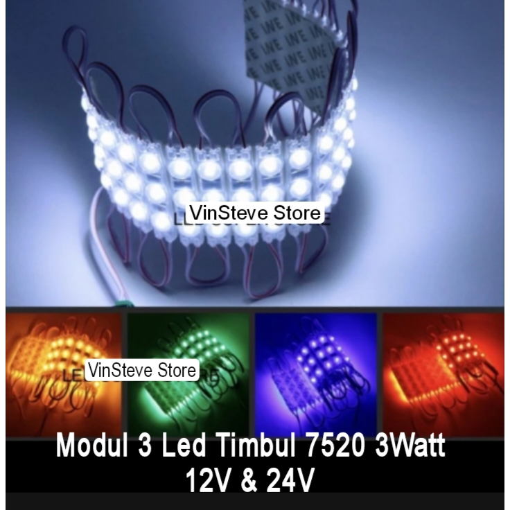 Jual Lampu Modul 3 LED Timbul Tipe 7520 12V - 24V 3 Watt | Shopee Indonesia