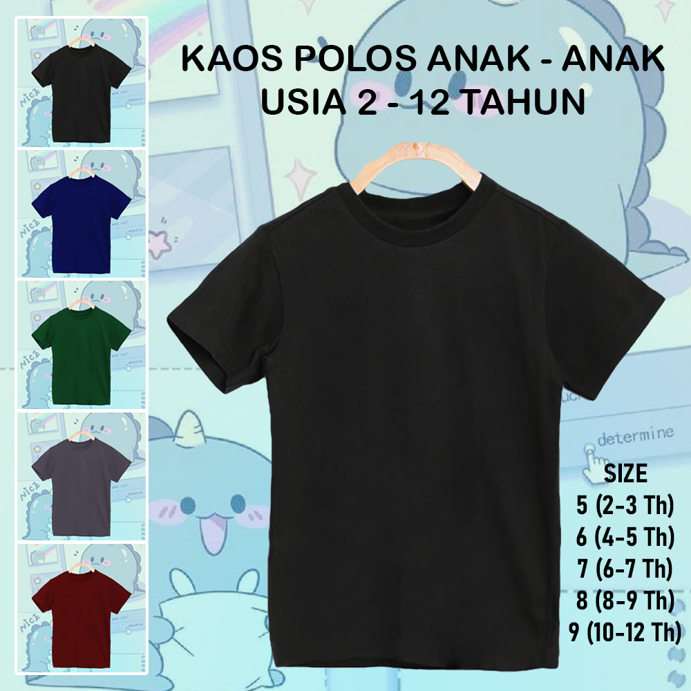 Jual KAOS POLOS ANAK ANAK LAKI LAKI USIA UMUR 2 3 4 5 6 7 8 9 10 11 12 TAHUN | Shopee Indonesia