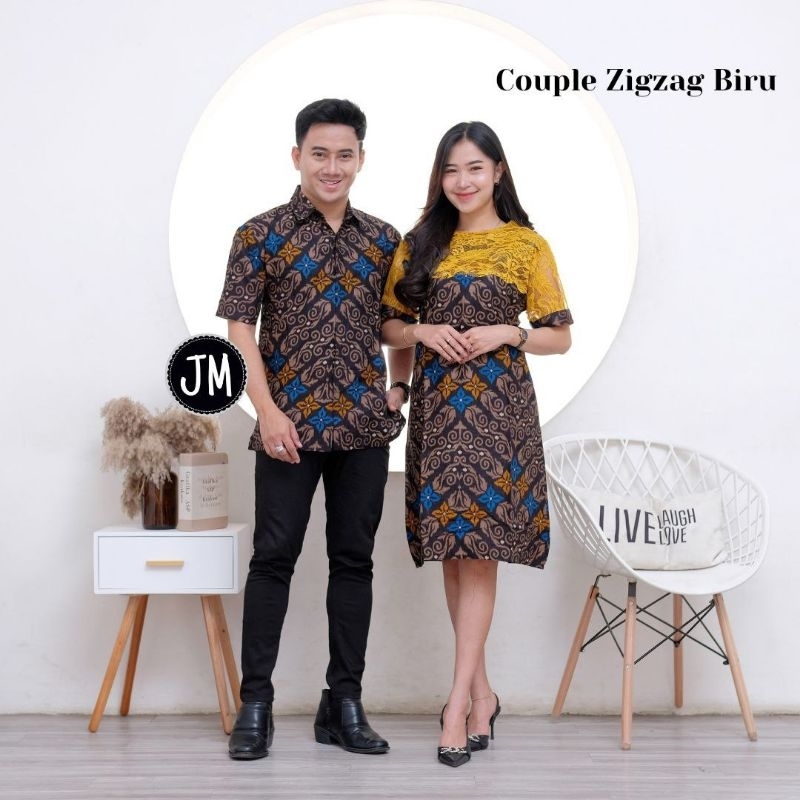 Jual Baju Batik Couple Modern Dress Batik Couple Motif Zigzag | Shopee ...