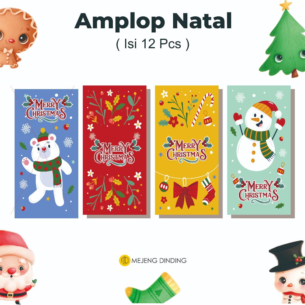 Jual AMPLOP NATAL ISI 12 PCS UKURAN BESAR DAN SEDANG / AMPLOP CHRISTMAS ...