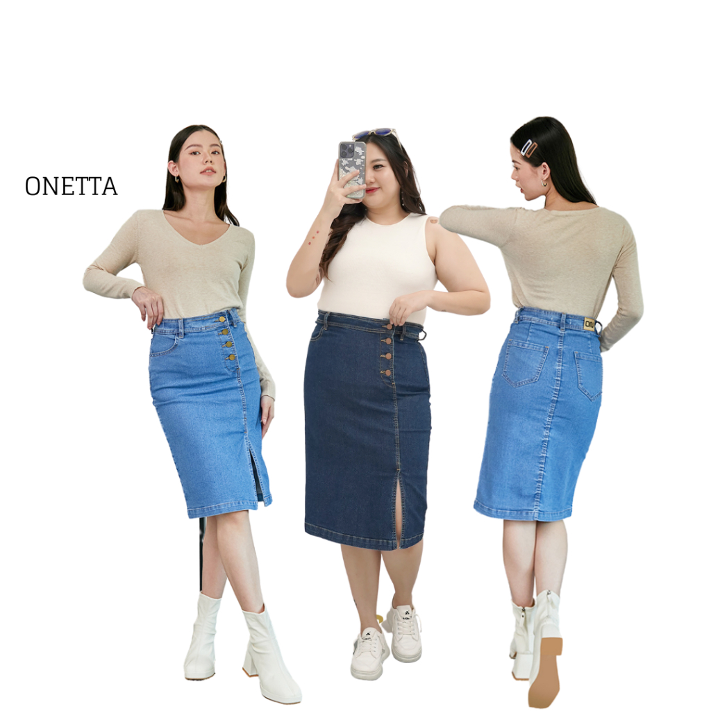 Jual Rok Jeans Wanita Span Pendek Selutut 4 Buttons MELISSA SKIRT ...