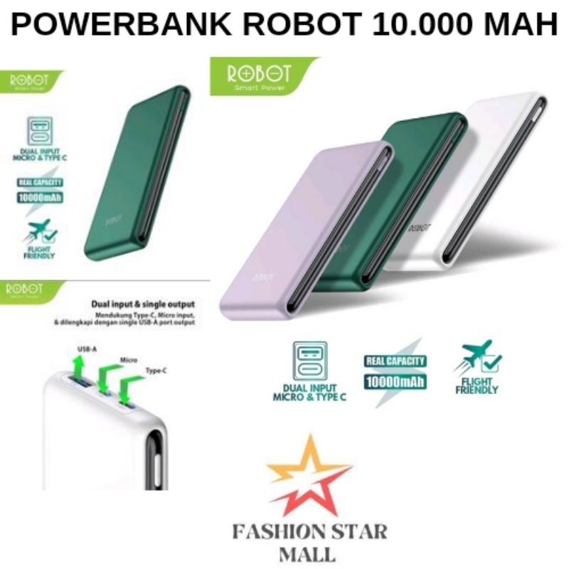 Jual Powerbank ROBOT Power Bank RT180 10000mAh Dual Input Port Type C ...