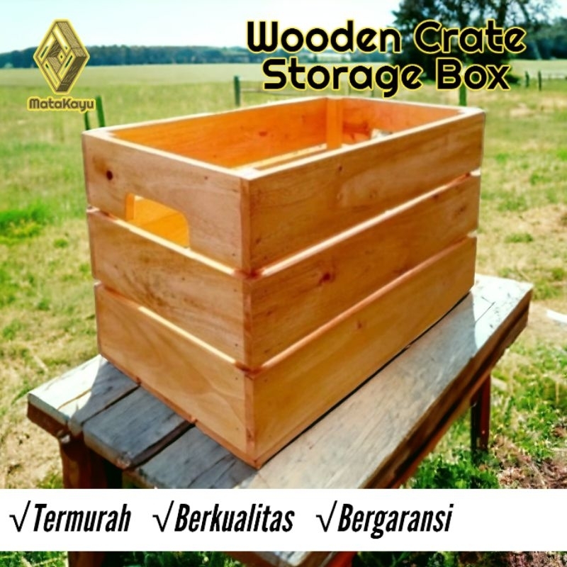 Jual Wooden crate storage box peti kayu kotak kayu serbaguna | Shopee ...