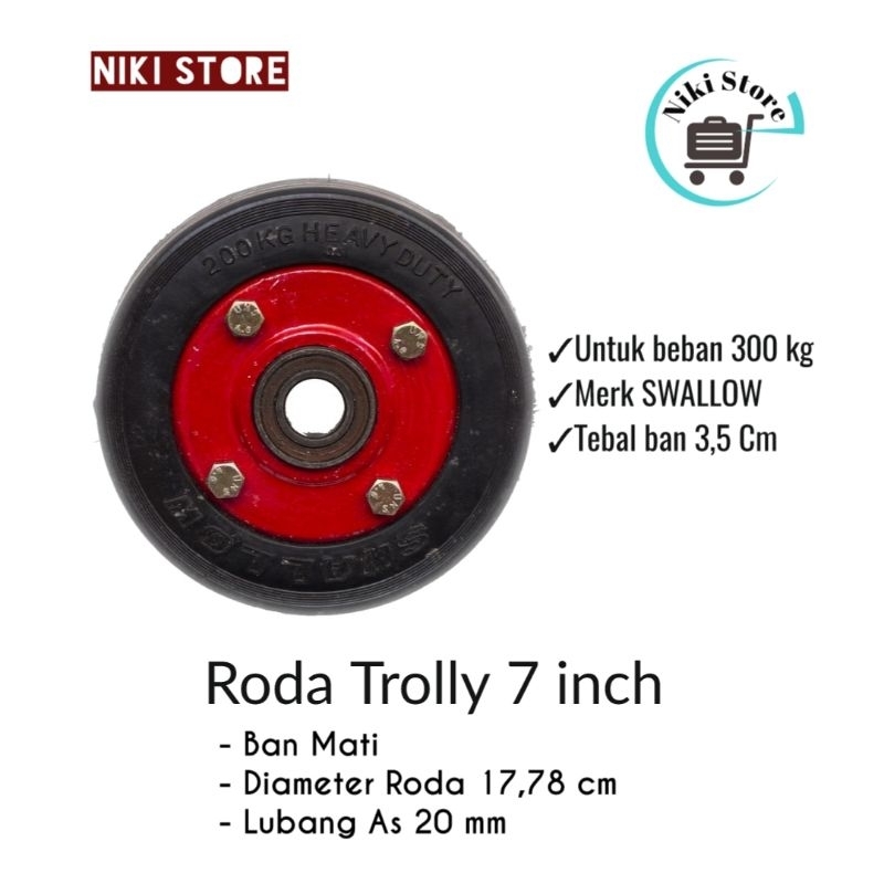 Jual RODA LORRY KARET SWALLOW 7 inch | RODA TROLLEY inch | RODA ROLLI ...