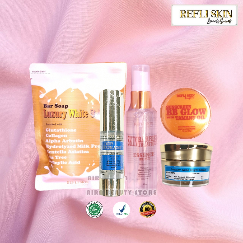 Jual Paket Glowing Ekstra Whitening Luxury Toner AHA Original Refliskin ...