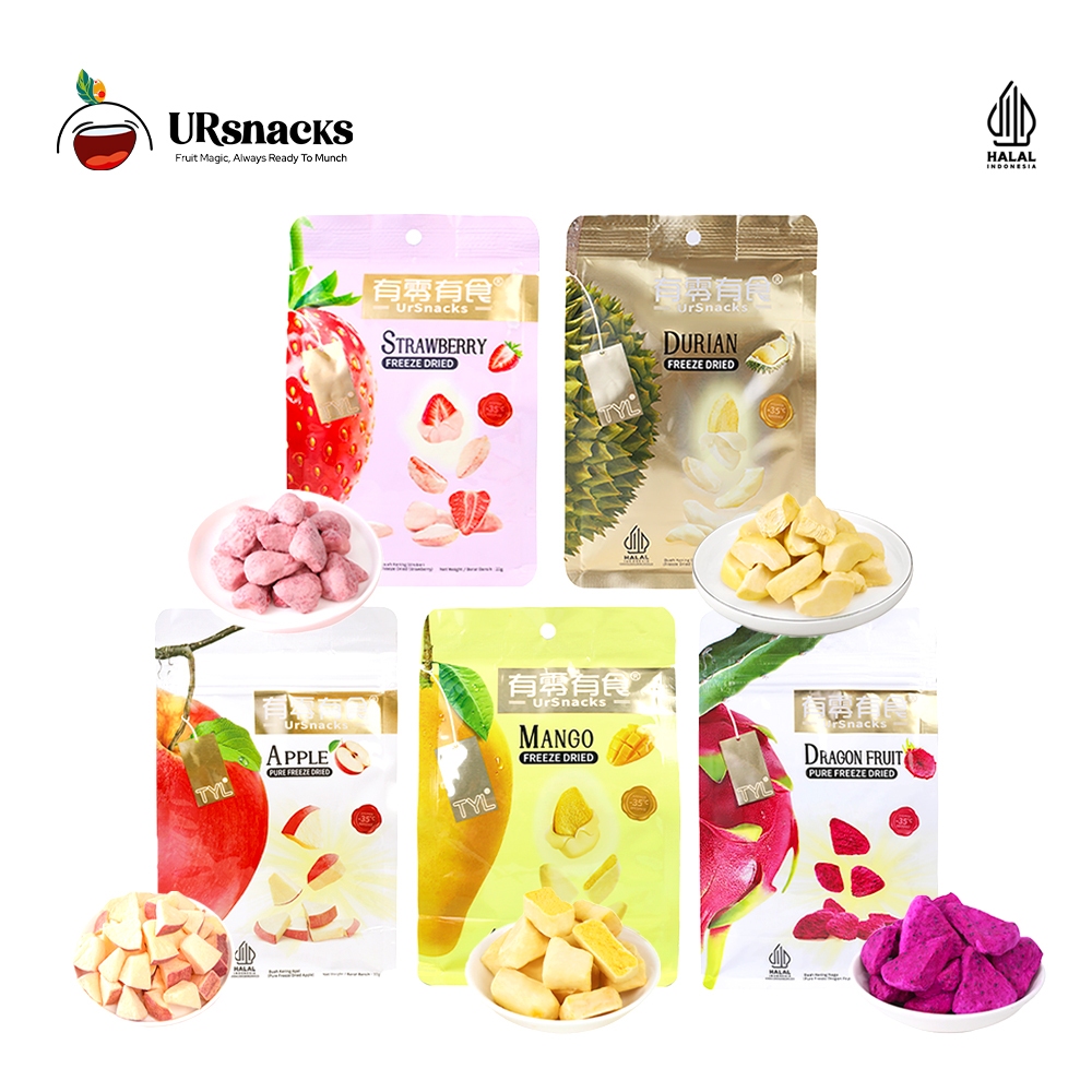 Jual URSNACKS Buy 5 Get 1 Pack Free Freeze Dried - Durian + Mango + Strawberry + Apple + Pure ...
