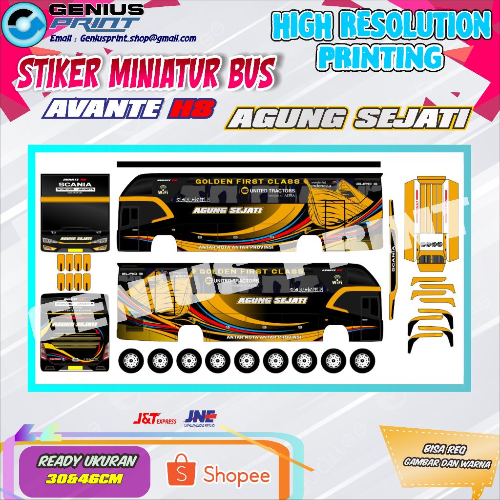 Jual Stiker A3 Miniatur Bus Avante H8 Livery Agung Sejati | KG Trans ...