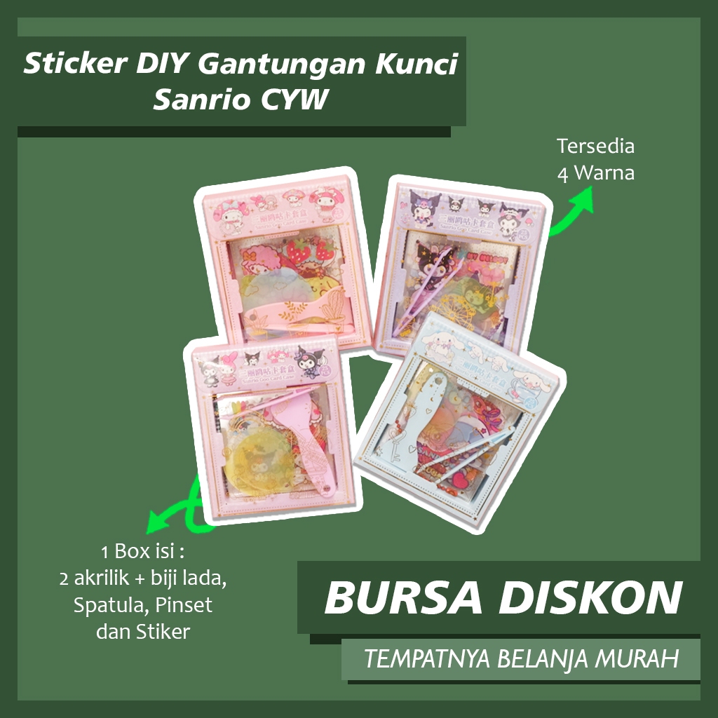Jual Sticker DIY Gantungan Kunci Sanrio CYW Akrilik + Biji lada Stiker ...