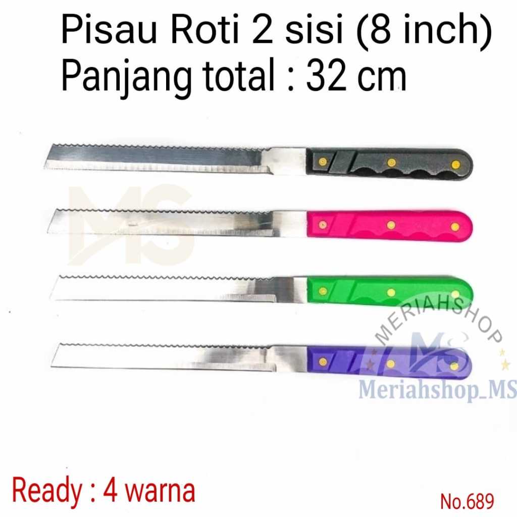 Jual (32cm / 8" inch) Bread Knife Pisau Roti 4 warna (2 sisi berbeda ...