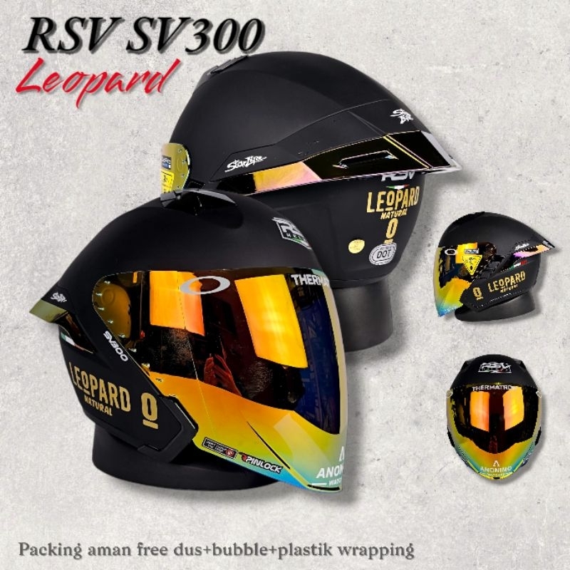 Jual RSV SV300 LEOPARD PAKET GANTENG HITAM DOFF | HELM RSV HALF FACE ...