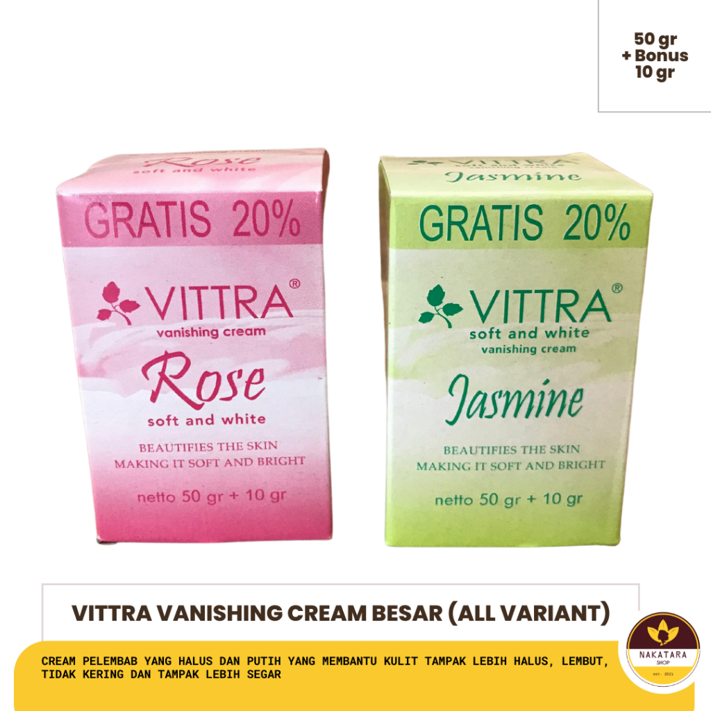 Jual Vittra Soft And White Vanishing Cream BESAR Isi 50 GRAM + Bonus 10 ...
