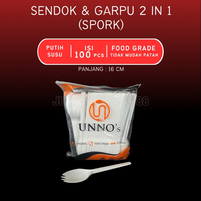 Jual (100 PCS) Spork Sendok Garpu 2 in 1 (Putih atau Hitam) | Spork ...