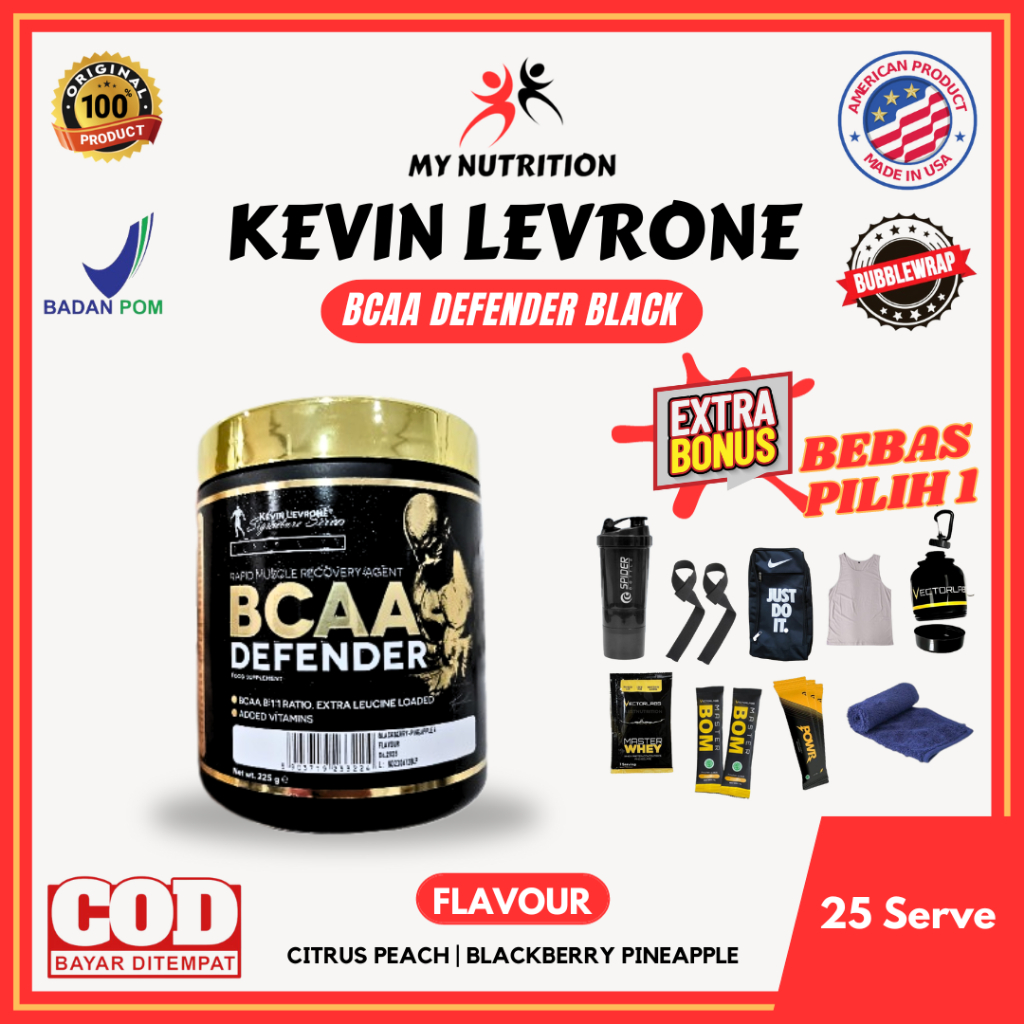 Jual Kevin Levrone Black BCAA Defender 25 Serving 225 gram Suplemen ...