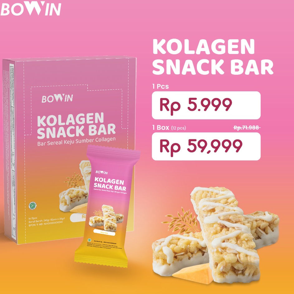 Jual Terbatas Bowin Kolagen Bar 1,000mg (1 Box = 12 Pcs) - Snack Sehat ...