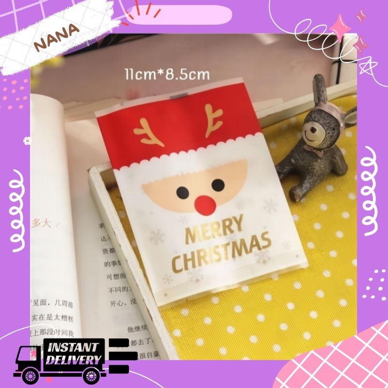Jual 50pcs PLASTIK COOKIES PACKAGING NATAL MERRY CHRISTMAS SEALER 8x11 ...