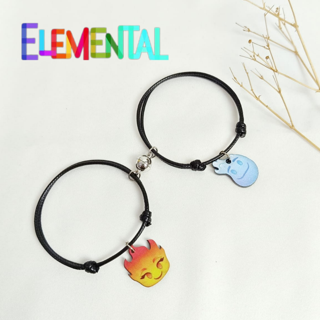 Jual Gelang Elemental Couple Api dan Air Tali Hitam Waterproof (Free ...
