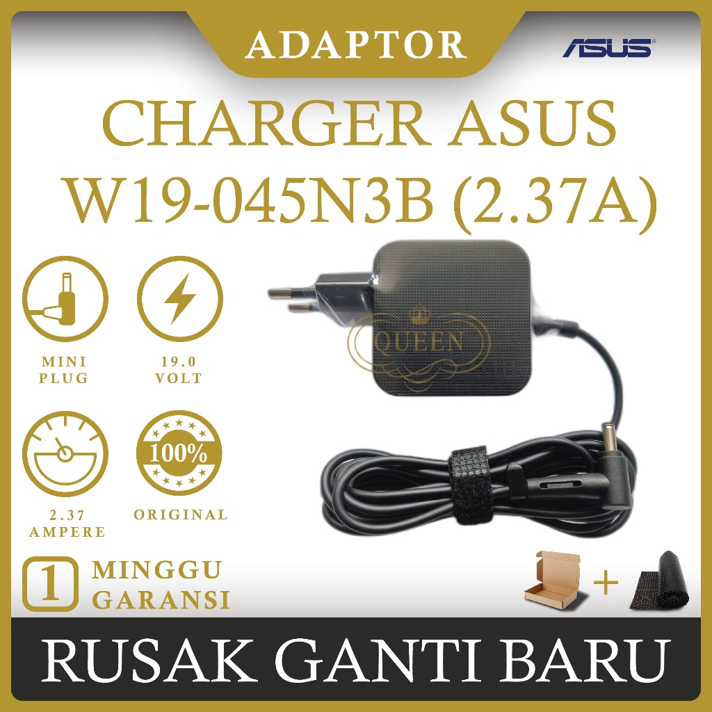 Jual ADAPTOR-CHARGER ASUS 19.0V-2.37A ORIGINAL Model = W19-045N3B ...