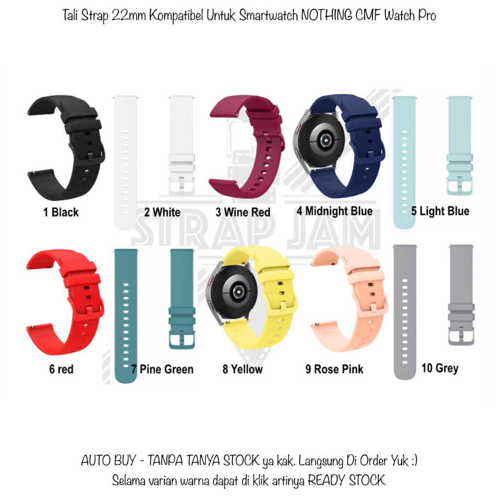 Jual Tali Strap Smartwatch Nothing CMF Watch Pro - Silikon Lentur Polos ...