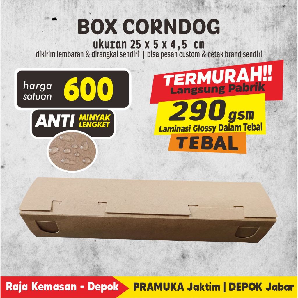 Jual Box Corndog, Box Sosis, Box Sate Kraft Polos Laminasi | Shopee ...