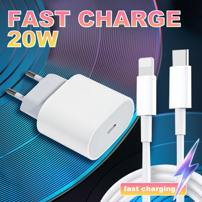 Jual PD Charger 12 Pro max 20W Power Adapter USB-C to 8pin Cable casan ...