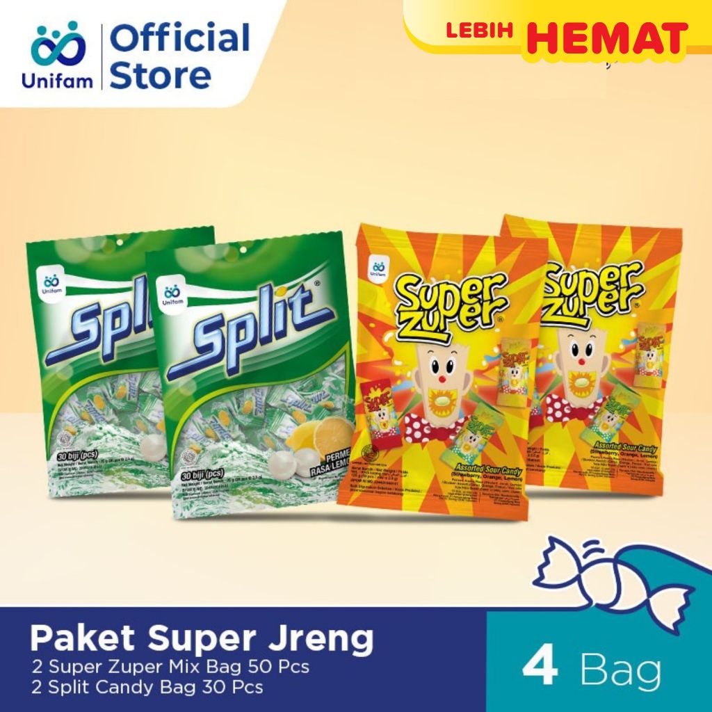 Jual Paket Seger Jreng Candy - Permen Asam Super Zuper Mix 2 Bag (50Pcs ...