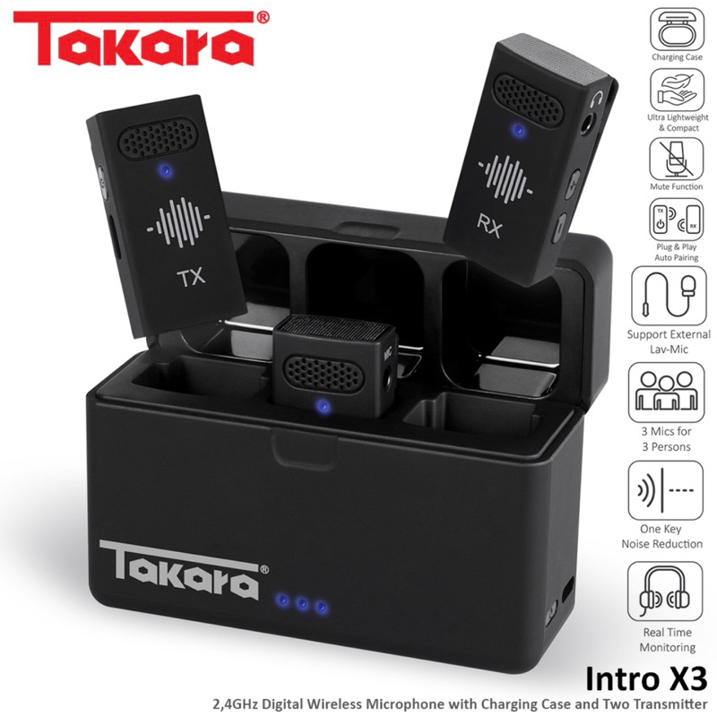 Jual Takara Intro X3 2.4GHz Digital Wireless Microphone with Charging ...