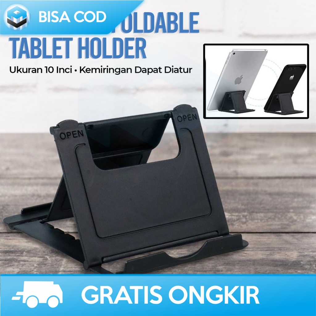 Jual HOLDER TABLET DAN HP 10 INCH MOBIL ATAU MEJA TRIIPOD LIPAT JEPIT ...