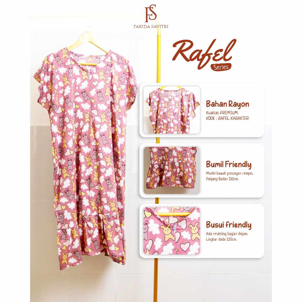 Jual Rafel Dress Daster Pendek Resleting Busui Bumil Friendly LD 120cm ...