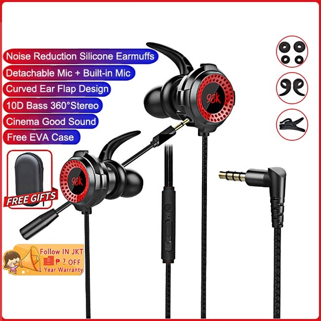 Jual Headset Gaming buat hp Henset Mic Full Bass Earphone Gaming Esport ...