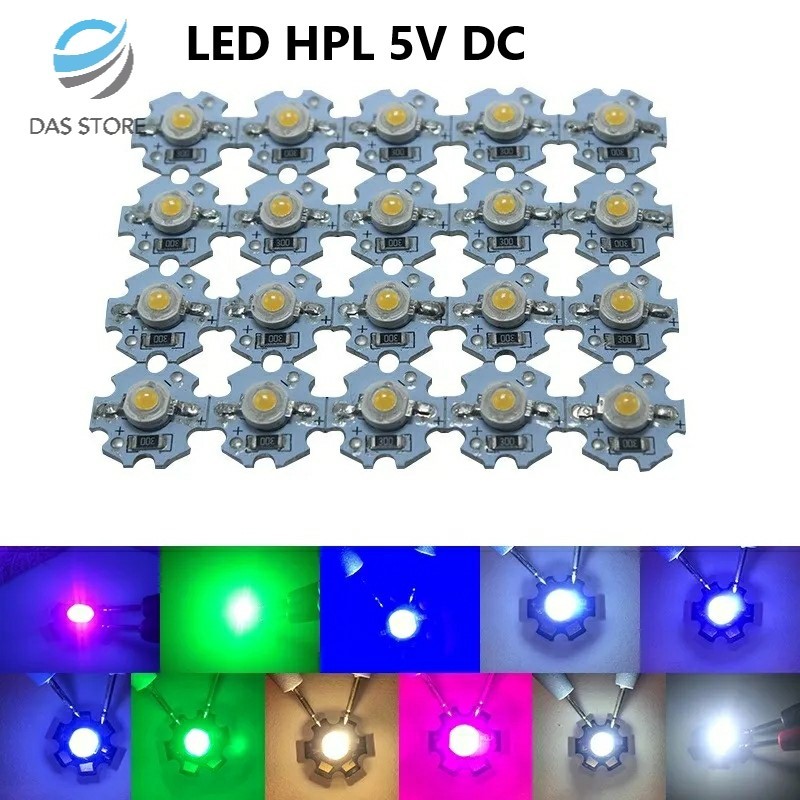 Jual LED HPL 5V DC 3W 3WATT PLUS HEATSINK RGB RED GREEN BLUE WHITE | Shopee Indonesia