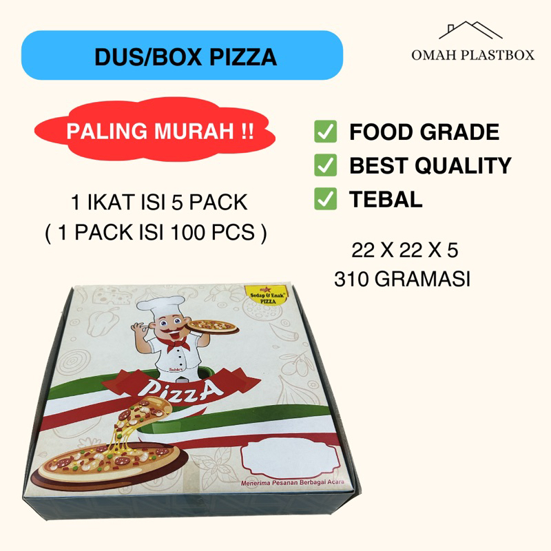 Jual Dus/Box Pizza Tebal Ukuran 22 x 22 x 5 CM | Shopee Indonesia